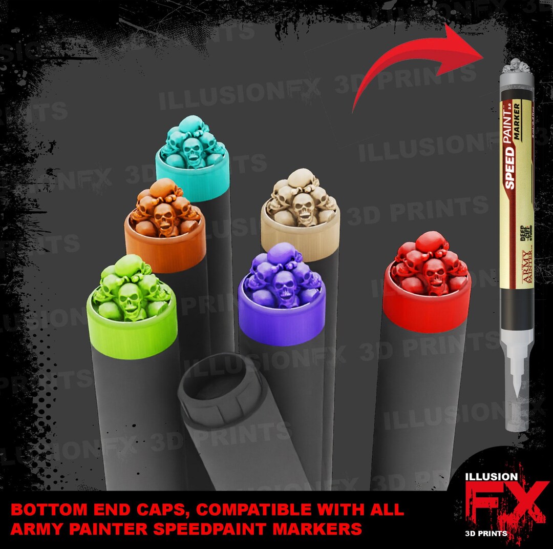 Pile of Skulls - 3D Printed Pen End Caps, to Fit Army Painter & Deep ...