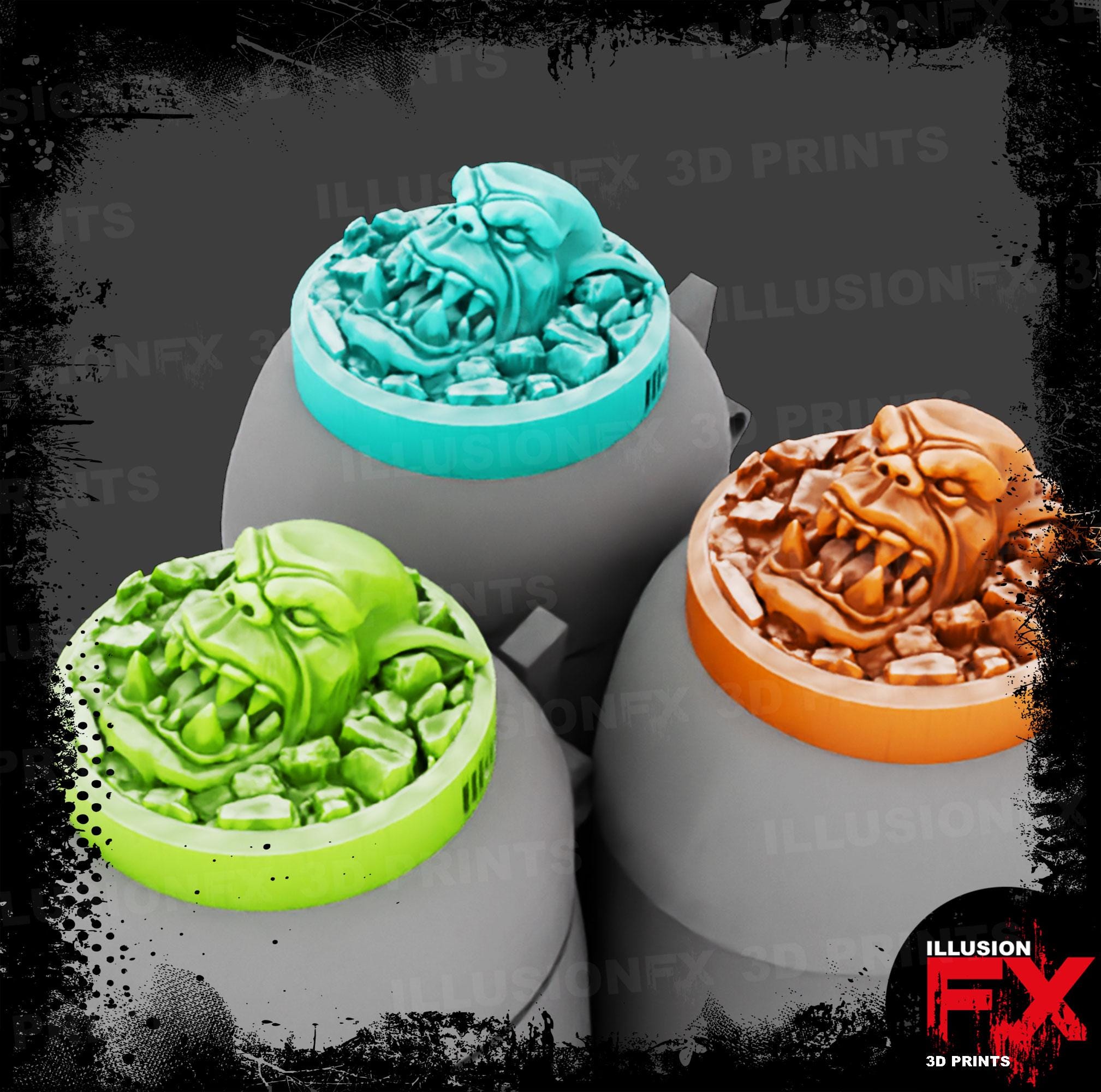 Ork Orc Head - 3D Printed Pot Bottle Swatch CAP Toppers to Fit Citadel ...