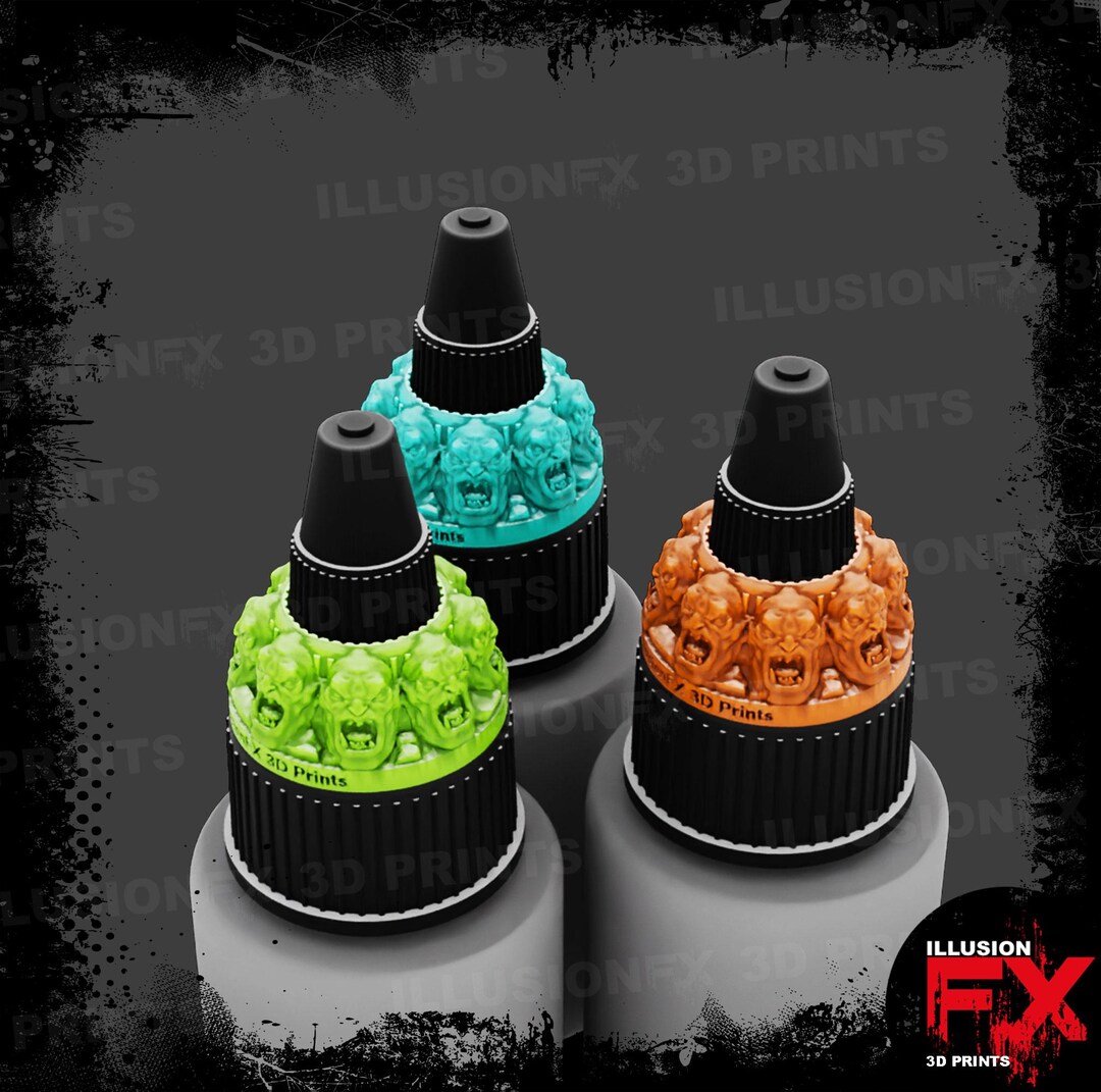 Pro Acryl Monument Hobbies - Ork Ork Heads - 3D Printed Swatch CAP Ring ...