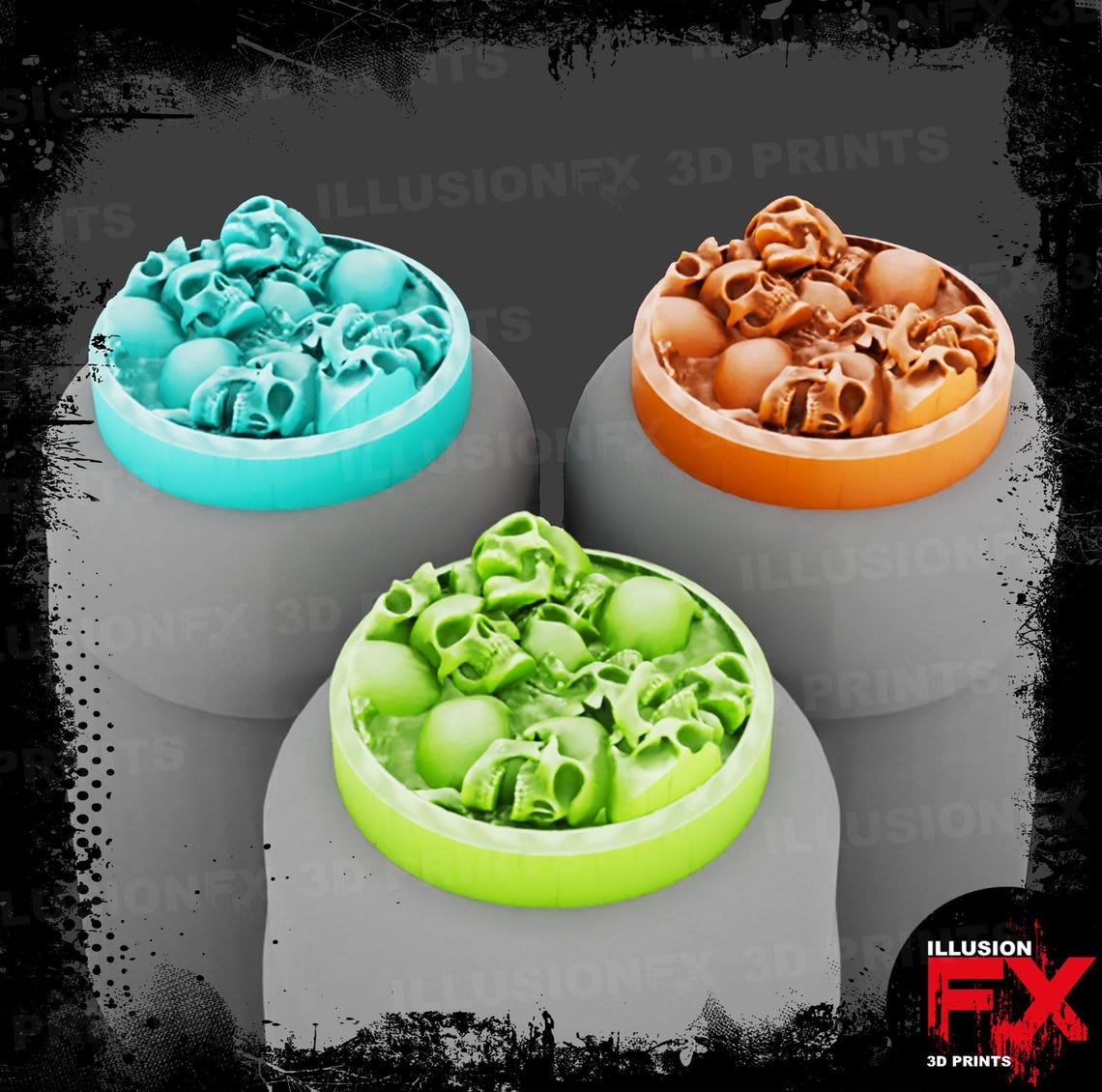 Skull Pattern - 3D Printed Pot Bottle Swatch CAP Toppers to Fit Citadel ...