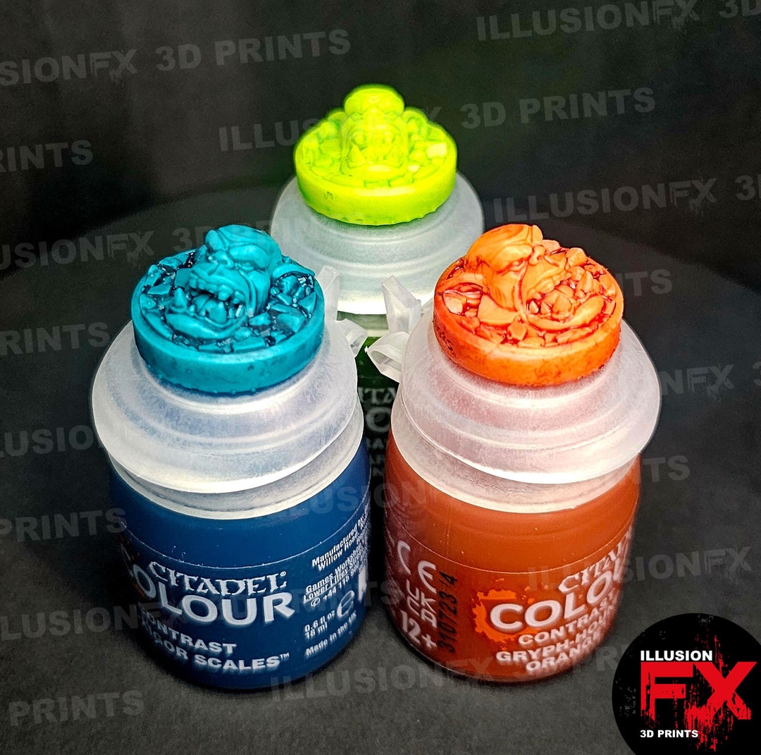 Ork Head - 3D Printed Pot Bottle Swatch CAP Toppers to Fit Citadel 12ml ...