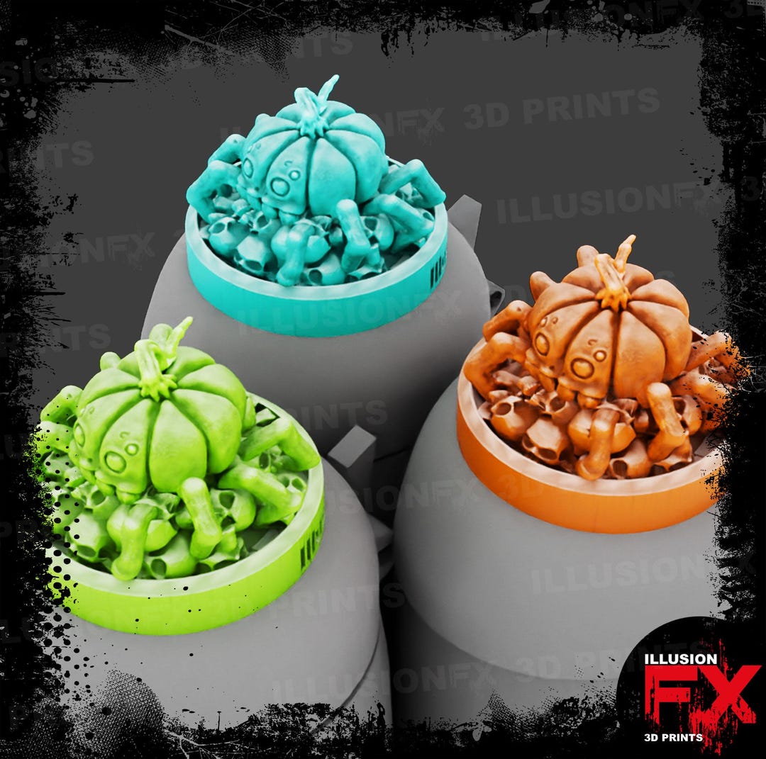 Spider Pumpkin - 3D Printed Pot Bottle Swatch CAP Toppers to Fit ...