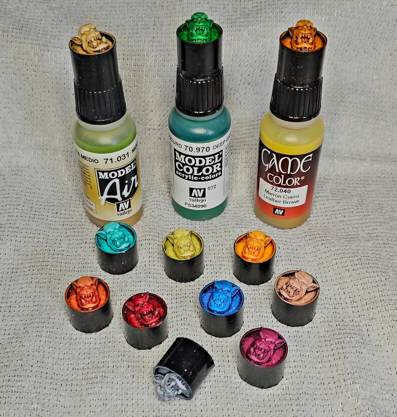 20x 3D Printed Dropper Bottle Colour Swatch Half Caps for Old Vallejo ...