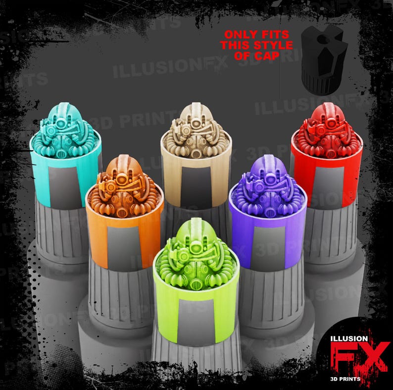 Fallout T-51 Helmet - 3D Printed Dropper Bottle Colour Swatch Half Caps ...