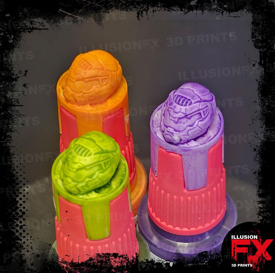 Doom Helmet - 3D Printed Dropper Bottle Colour Swatch Half Caps - for ...