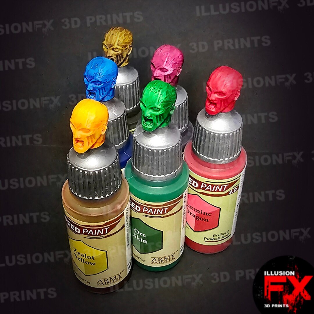 Zombie Head 3D Printed Dropper Bottle Micro CAPS to Fit Army Painter ...