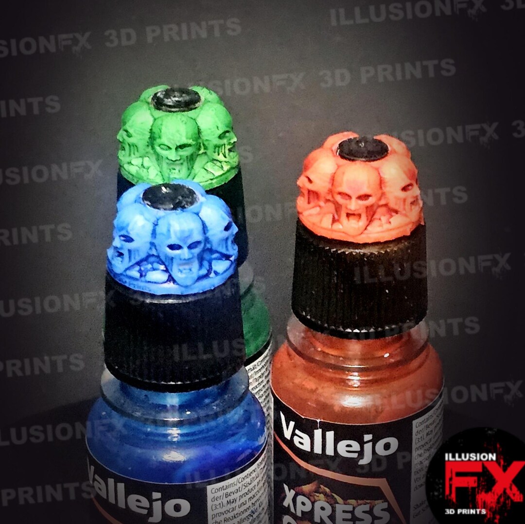 Zombie Heads - 3D Printed Dropper Swatch CAP Rings, to Fit NEW Vallejo ...
