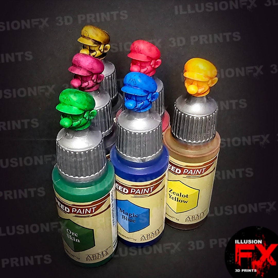 Mario Head - 3D Printed Dropper Bottle Micro CAPS to Fit Army Painter ...