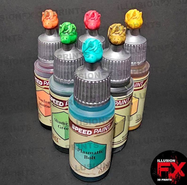 Unicorn Head - 3D Printed Dropper Bottle Micro CAPS to Fit Army Painter ...