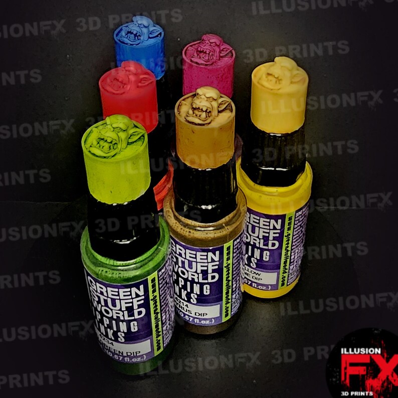 Ork Orc Head - 3D Printed Dropper Bottle Colour Swatch Half Mini CAPS ...