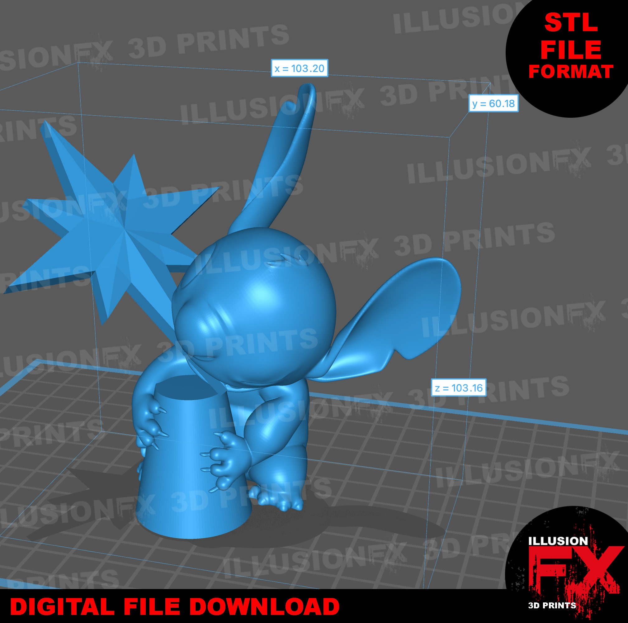 Stitch Biting Christmas Star Tree Topper - 3D Print STL File Download ...
