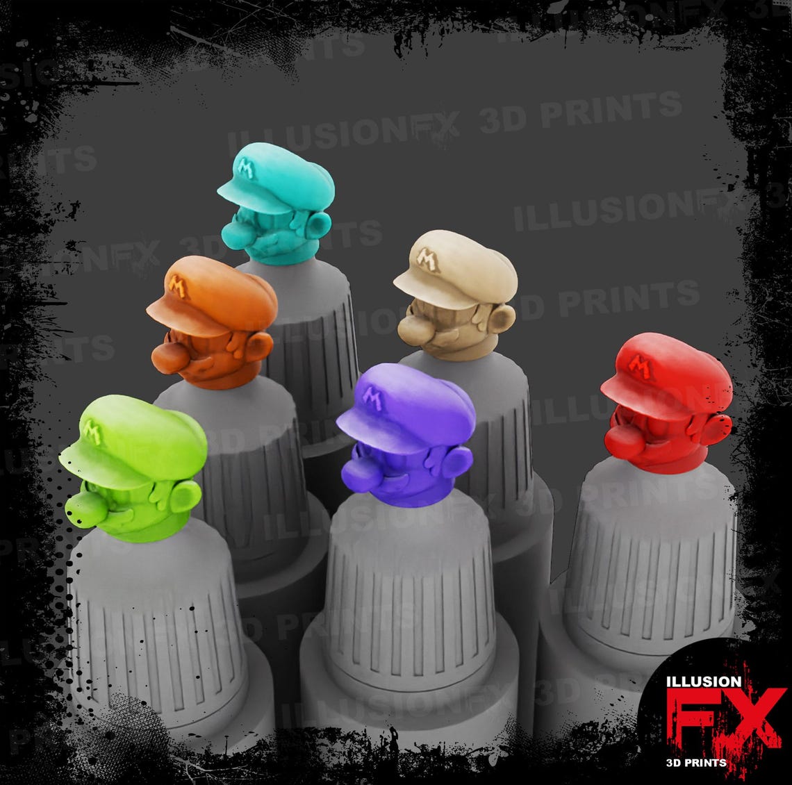 Mario Head - 3D Printed Dropper Bottle Micro CAPS to Fit Army Painter ...