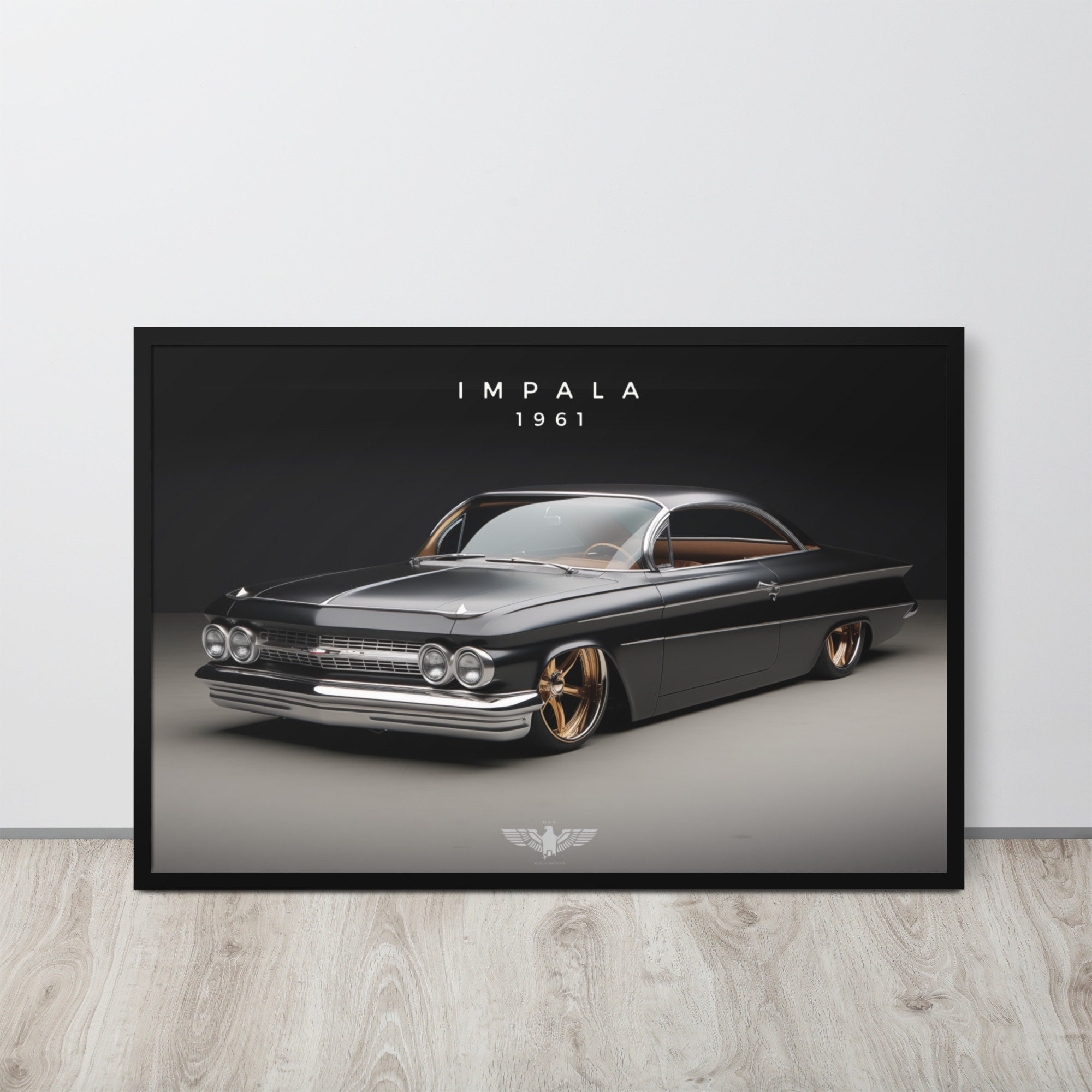Vintage Style Framed Print: 1961 Black Custom Chevrolet Impala - Etsy