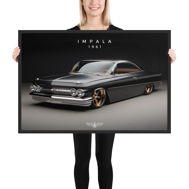 Vintage Style Framed Print: 1961 Black Custom Chevrolet Impala - Etsy