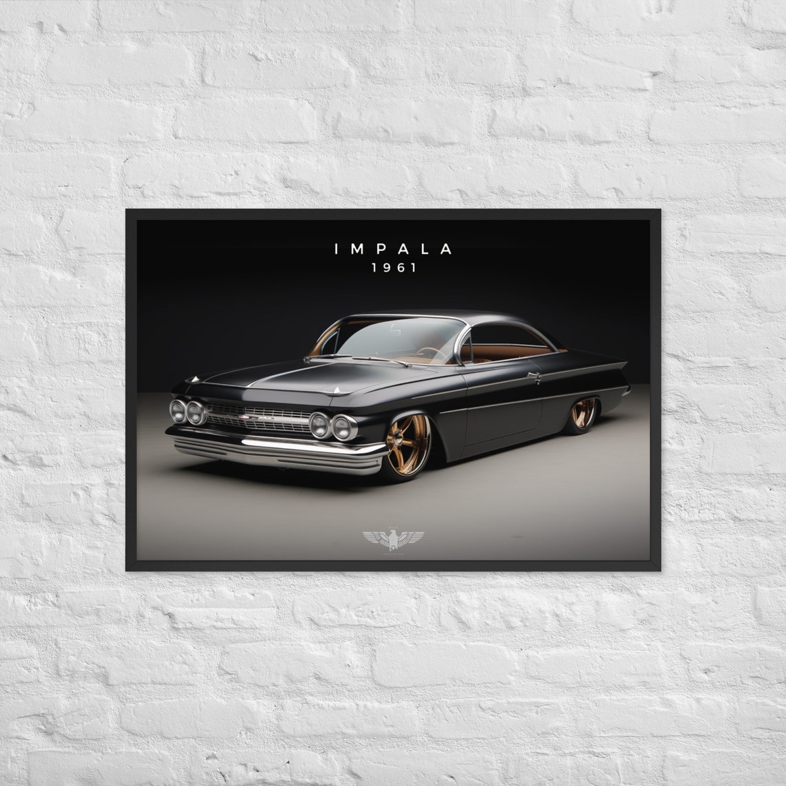 Vintage Style Framed Print: 1961 Black Custom Chevrolet Impala - Etsy