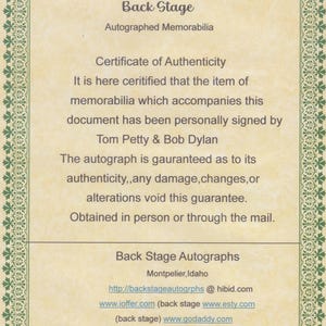 2X Signed Bob DYLAN & Tom PETTY Autographed Photo W/ COA - Traveling ...