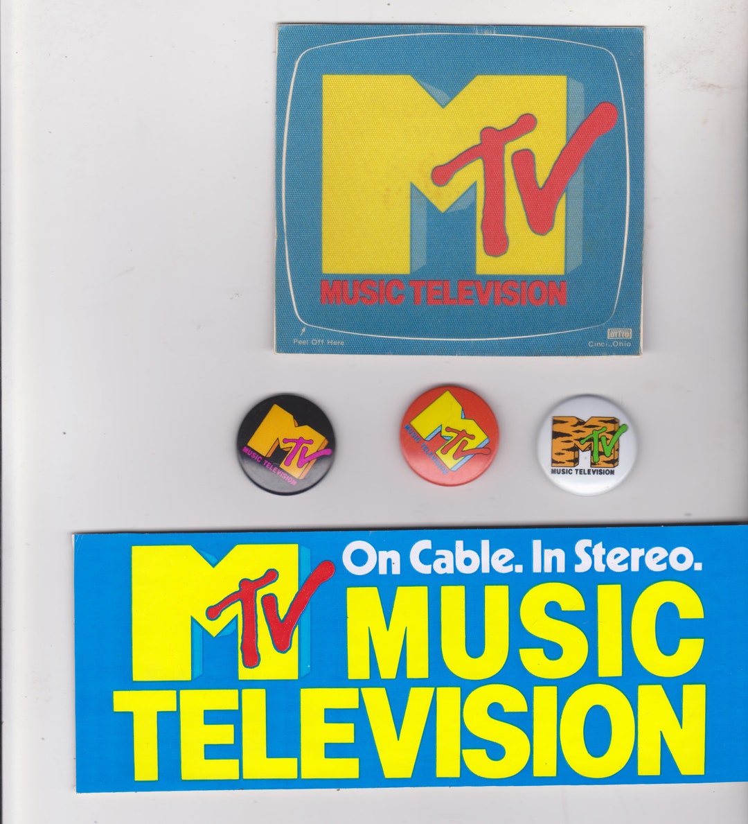 Vintage MTV Music Television 2 STICKER Music TV Decals & 3 Buttons - Etsy