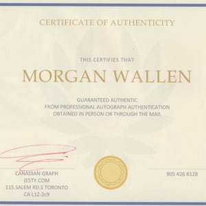 Signed MORGAN WALLEN Autographed Photo W/ COA Country - Etsy