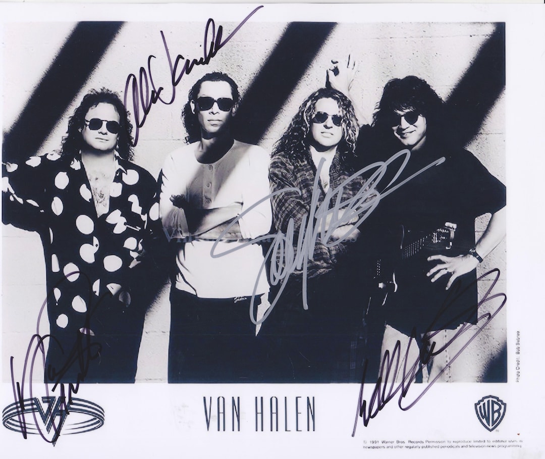 4X Signed VAN HALEN Band Photo Autographed With COA Promo Sammy Hagar ...