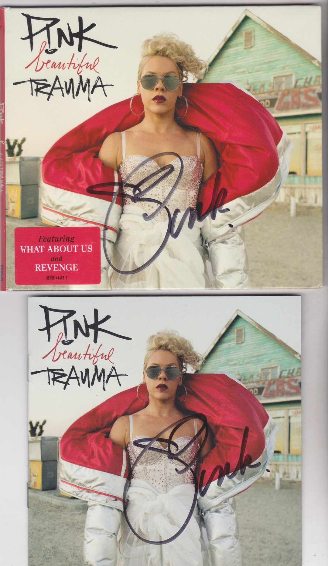 2X Signed PINK Aka Alicia Beth Moore CD Beautiful Trauma Autographed ...