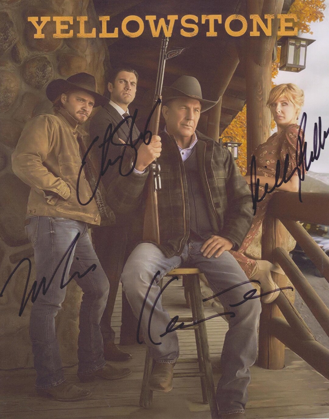4X Cast of Yellowstone....signed WESTERN Kevin Costner Autographed ...