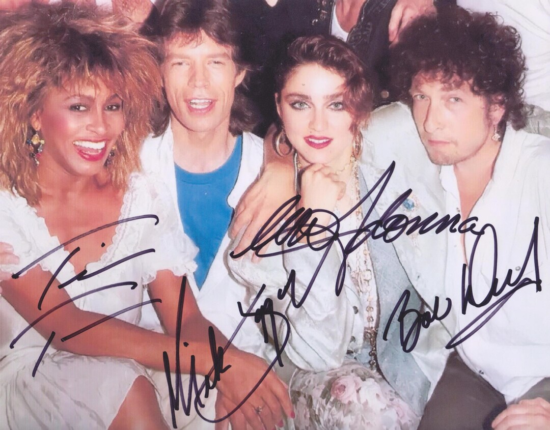 Rare Signed 4x LIVE AID 1985 Concert Mick Jagger Bob Dylan Tina Turner ...