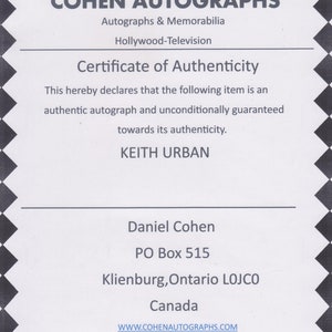 Signed KEITH URBAN Autographed Photo W/ COA Country - Etsy
