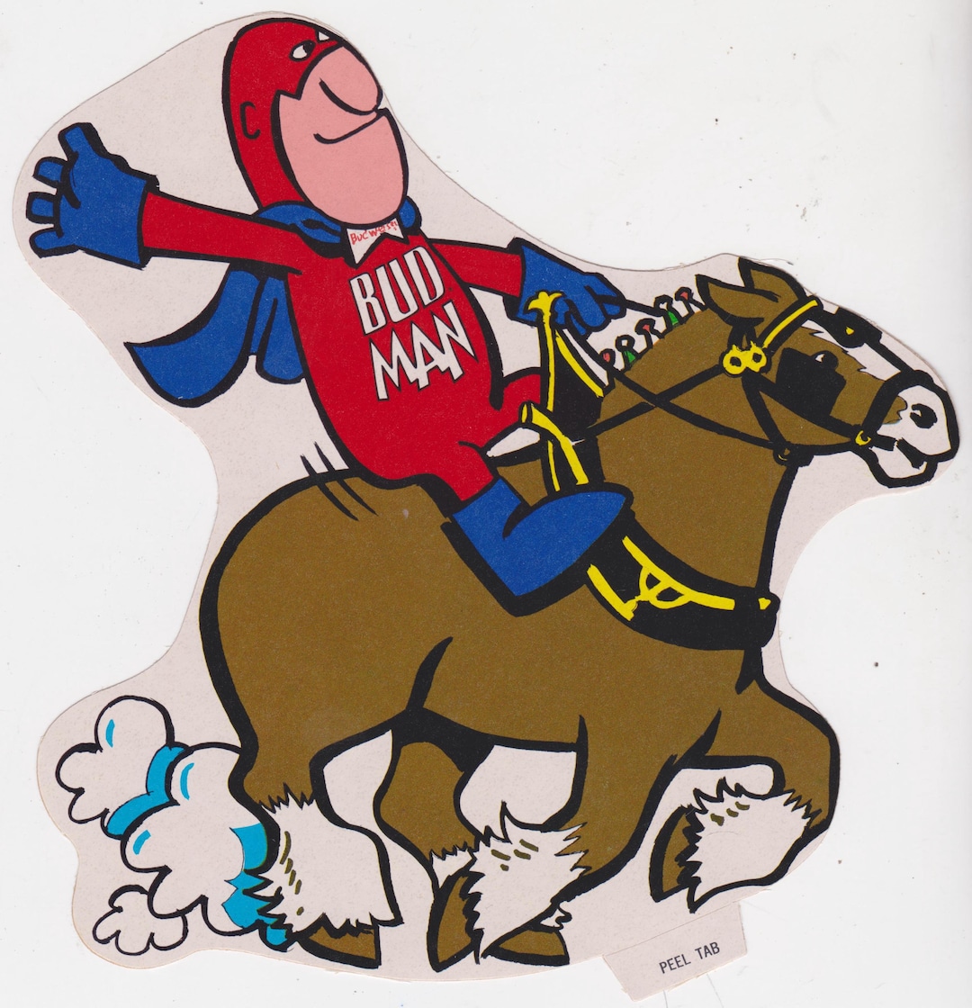 5X BUDWEISER Budman Bud Sticker BEER Bud Man DECAL 1970s Classic ...