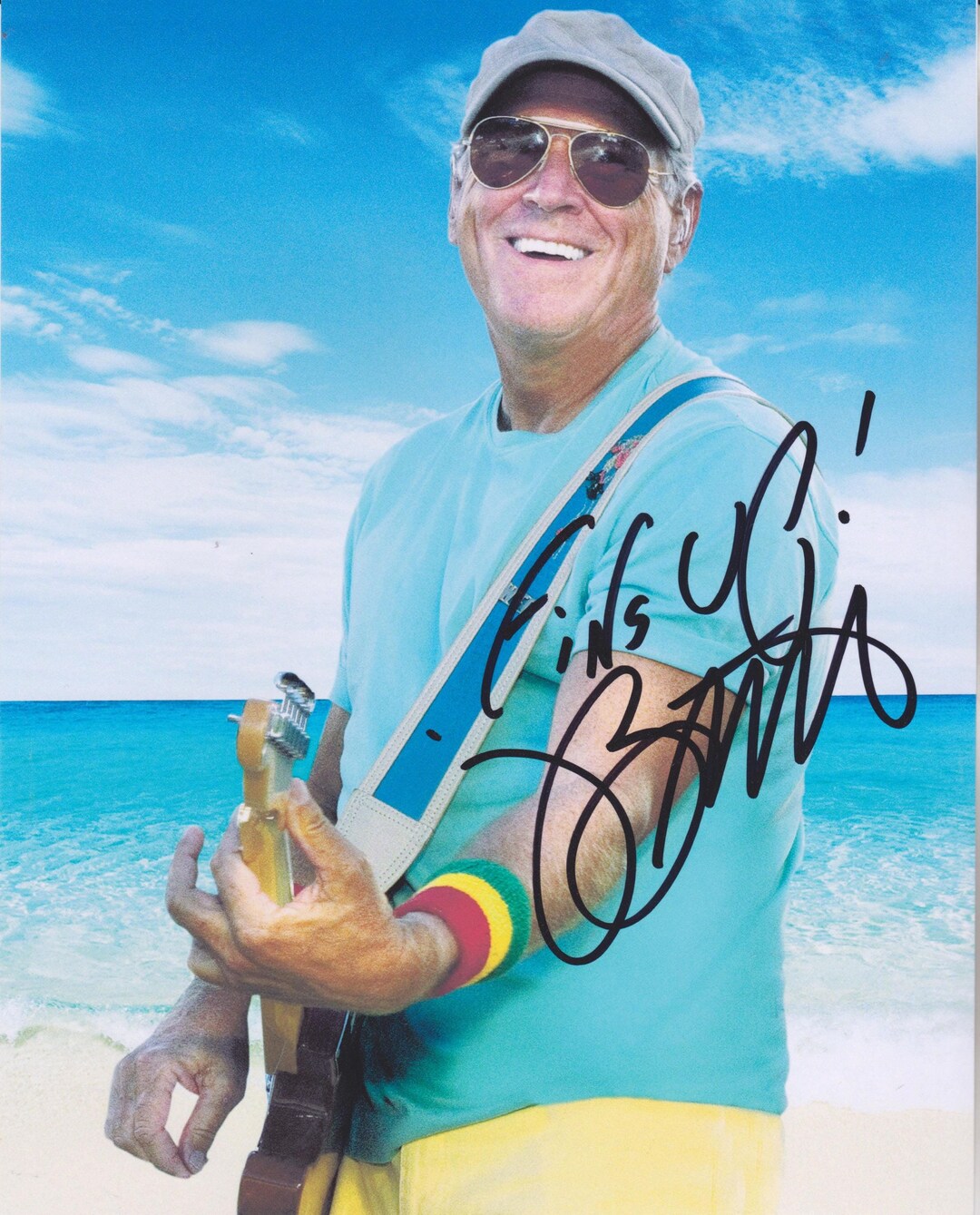 Signed FINS UP Jimmy Buffett Photo Autographed W/ COA - Etsy