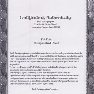 Signed KID ROCK Autographed Photo W/ COA Kid Country Rock - Etsy