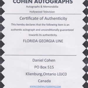 Signed FLORIDA GEORGIA Line Autographed Country W/ COA Tour 2015 - Etsy