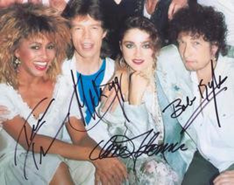 Rare Signed 4x LIVE AID 1985 Concert Mick Jagger Bob Dylan Tina Turner ...