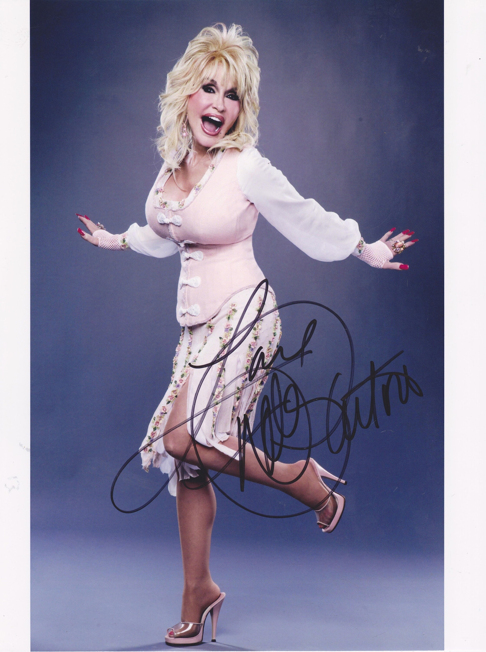 Signed Dolly Parton Autographed Country Legend W Coa Sexy White Skirt And Heels Etsy