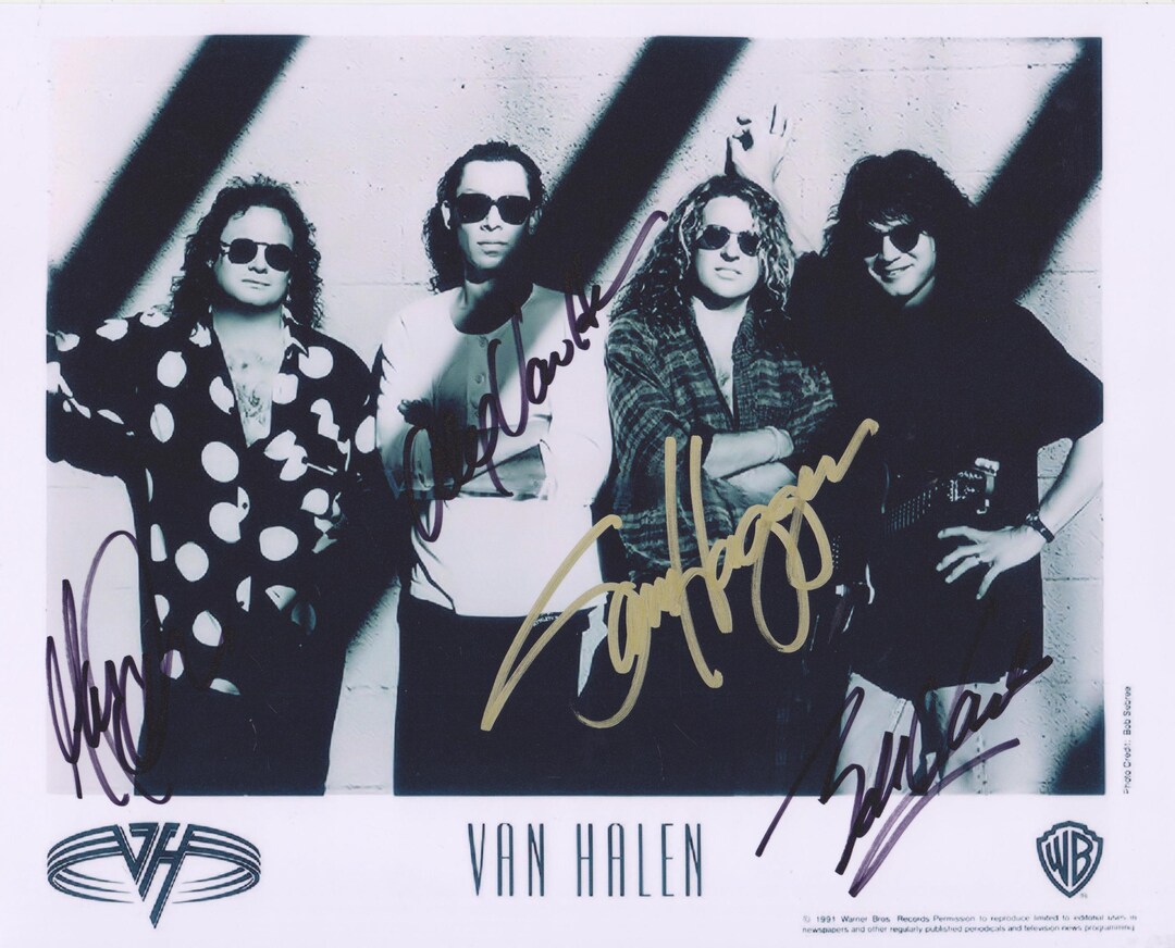 4X Signed VAN HALEN Band Photo Autographed With COA Promo Sammy Hagar ...