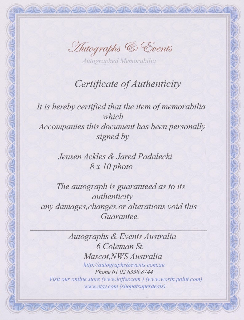 2X Signed Jared Padalecki & Jensen Ackles Autographed Photo W COA ...