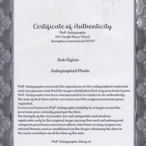 Signed BOB DYLAN Autographed Photo W/ COA Folk Acoustic - Etsy