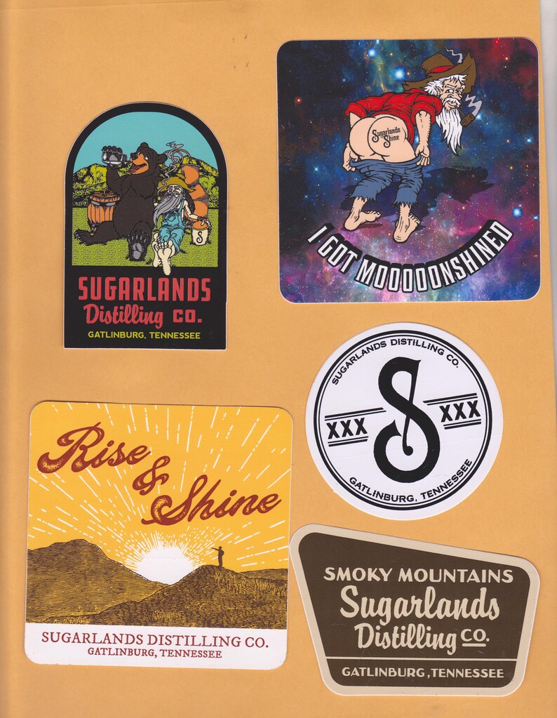 5X MOONSHINE STICKERS Sugarlands Distillery Nashville Tennessee Decals ...