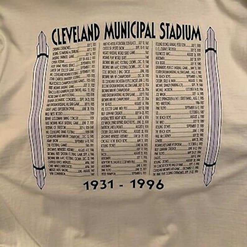 CLEVELAND OHIO Municipal Stadium Commemorative T-SHIRT 1931-1996 ...