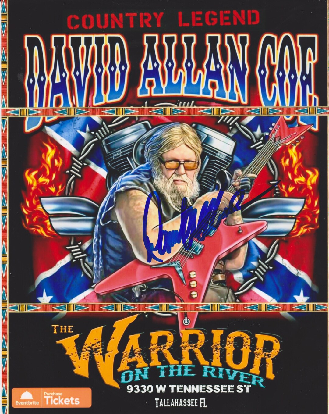 Autographed DAVID ALLAN COE Signed Photo Country Outlaw W/ Photo Proof ...