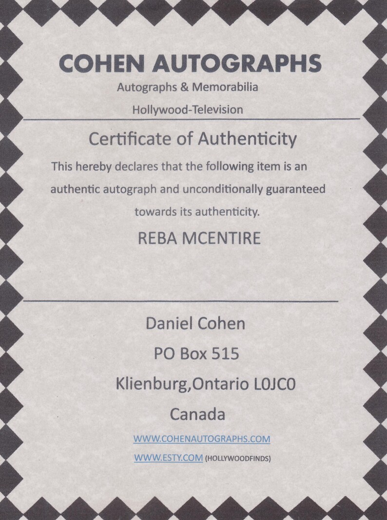 Signed REBA Mcentire Autographed Photo W/ COA the Voice - Etsy