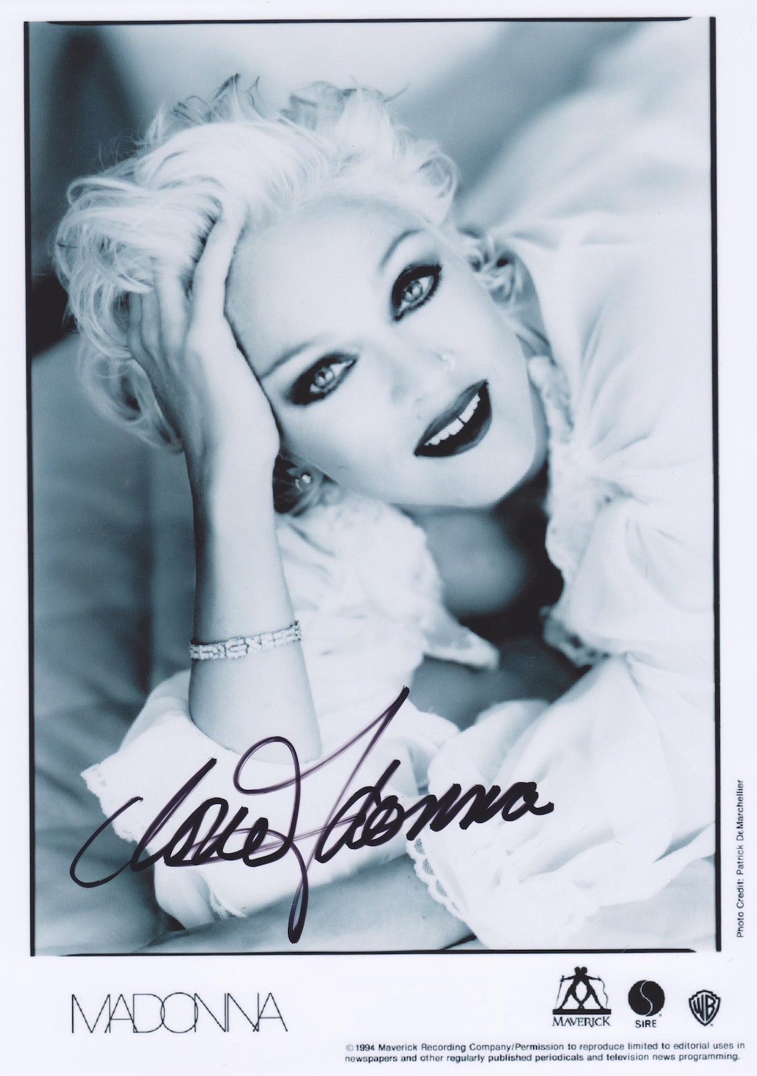 Signed MADONNA Autographed W/ COA 1994 Maverick / Sire Records Promo ...