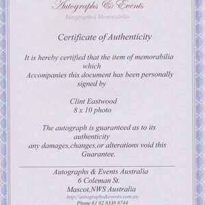 Signed CLINT EASTWOOD Autographed Photo / COA Western Fistful of ...