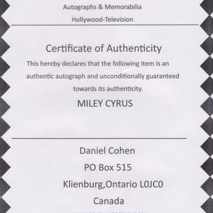 Signed MILEY CYRUS Photo With COA Autographed - Hannah Montana - Etsy