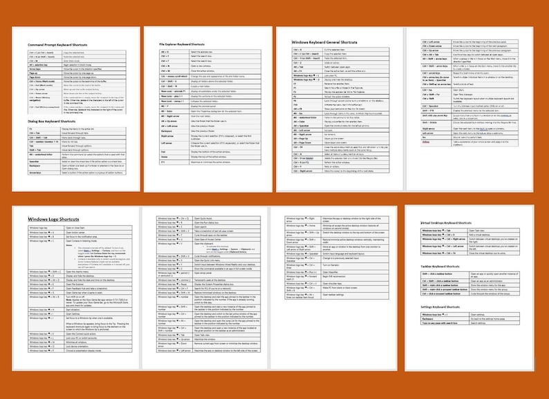 Windows Keyboard Shortcut - Comprehensive List - Etsy