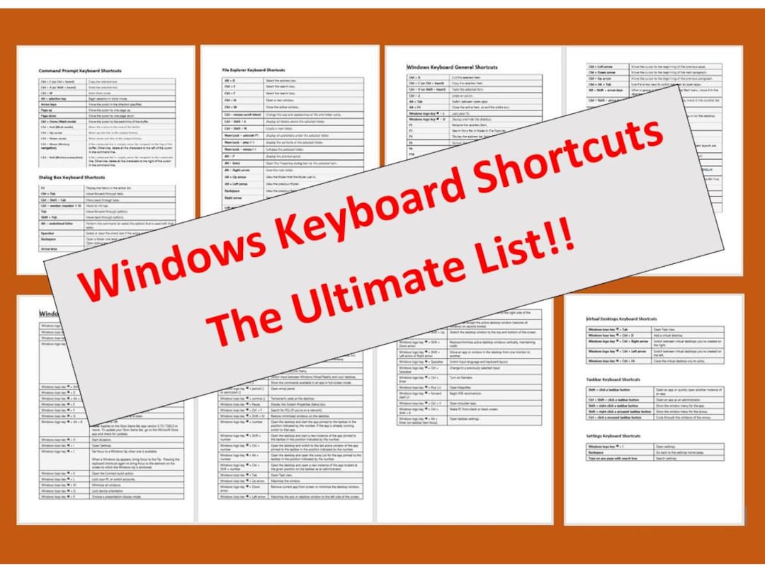 Windows Keyboard Shortcut - Comprehensive List - Etsy