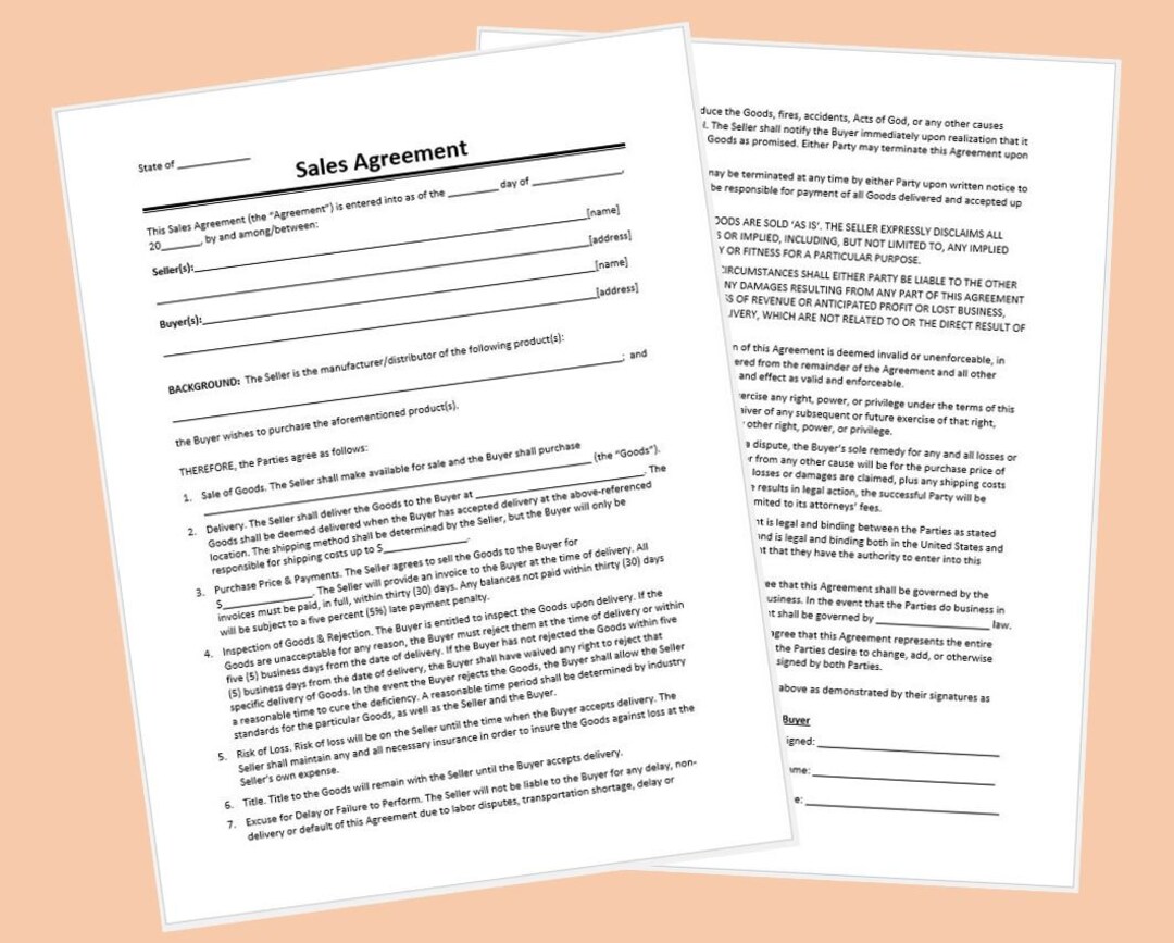 Sales Agreement Contract: Secure Your Sale With This Excellent Document ...