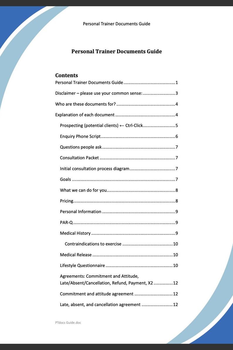 Personal Trainer Template | Personal Trainer Exercise Program | Fitness ...