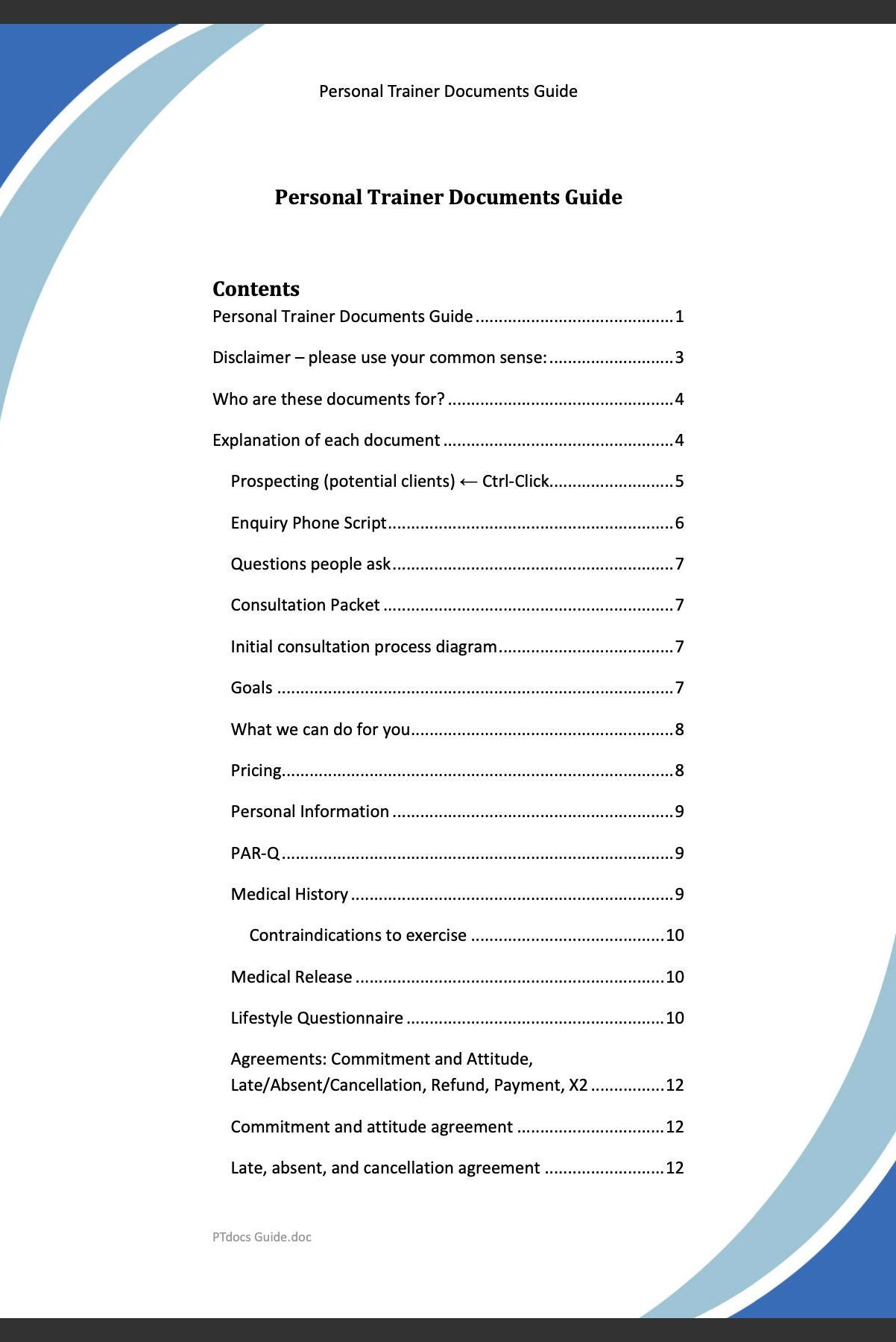 Personal Trainer Template | Personal Trainer Exercise Program | Fitness ...