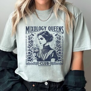 Mixology Queens Club T-shirt Women Vintage Cocktail Floral Shirt ...