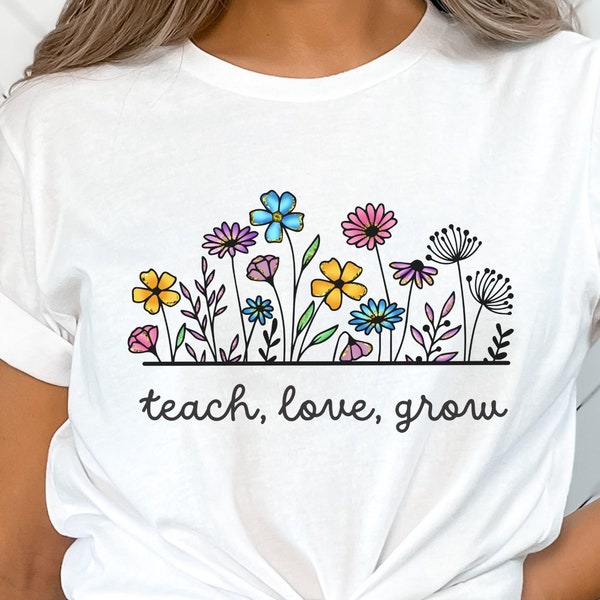 Teacher Wildflower T-shirt Elementary School Teacher Shirt Cute Teacher ...